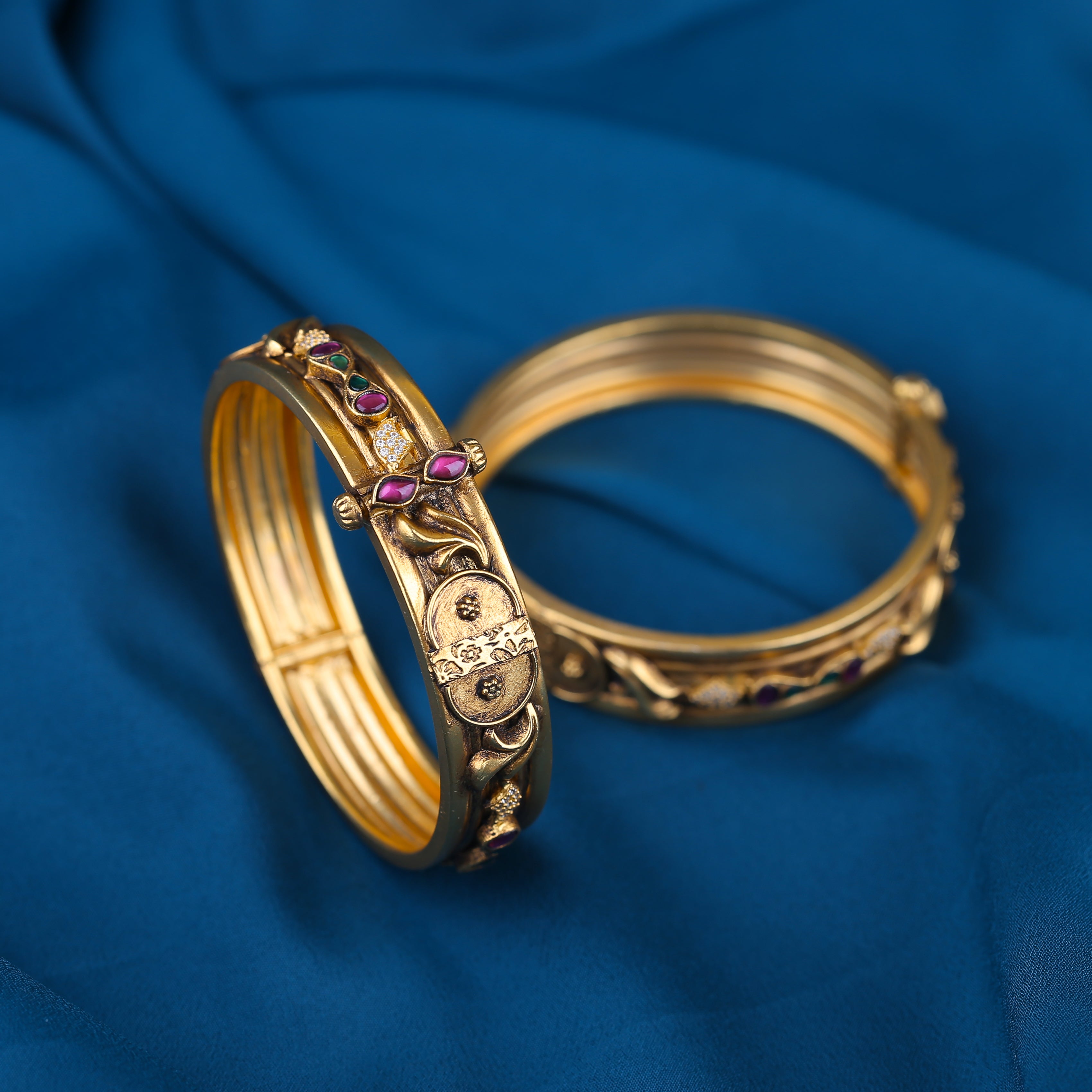 Purple Stoned Nagas Silver Bangle – Airaa Jewelry